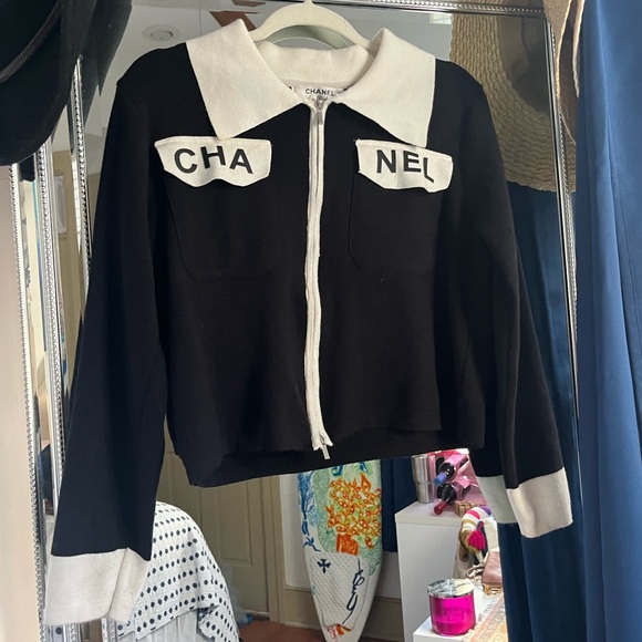 CHANEL | Sweaters | Chanel Black And White Sweater | Poshmark